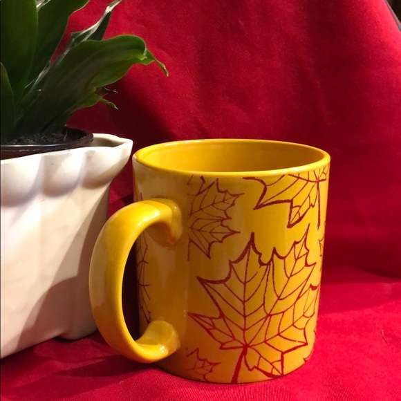 Kitchen | Vibrant Yellow Mug With Leaf Design | Poshmark